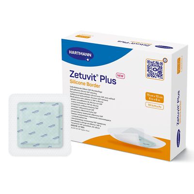 Zetuvit Plus Silicone Border SAP Dressing Silicone adhesive 6" x 6" BX ...