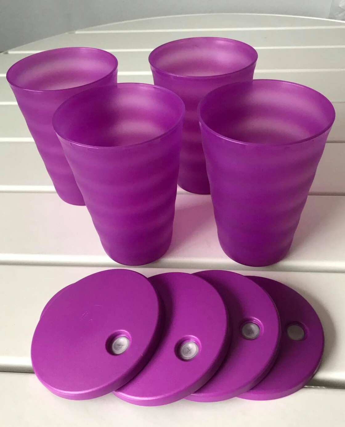 New Tupperware Impressions Tumblers / Cups 16 oz Dripless Seals ...