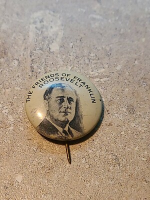1936 Franklin D. Roosevelt FRIENDS OF FDR campaign pin pinback button ...
