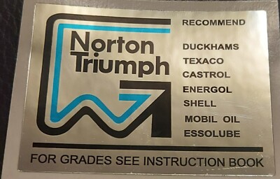 Triumph T140V T160 T150 Bonneville NVT RECOMMENDED OIL Decal Sticker Ex ...
