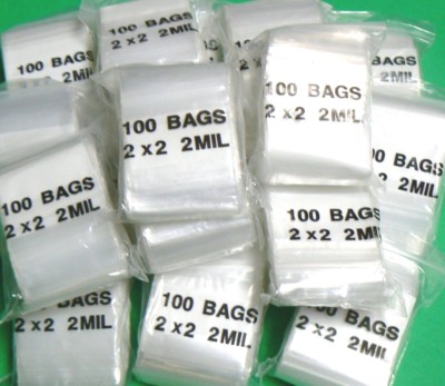 2" White Block Strip Reclosable 2mil Small Square 2,000 Baggies 2x2 ...