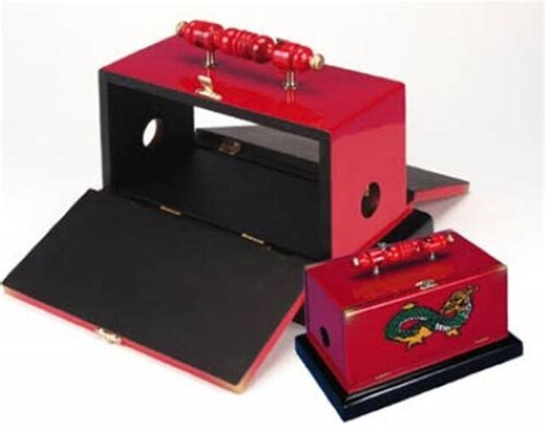 MAGIC TRICK & ILLUSION - WOODEN SILK CABINET + 10" SILKS GREEN + YELLOW ...