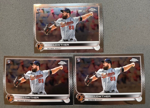 3x Lot 2022 Topps Chrome Baseball MLB #159 Zach Lowther Base Rookie ...