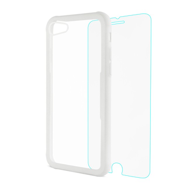 REIKO iPhone 8 Hard Glass TPU Case With Tempered Glass Screen Protector ...