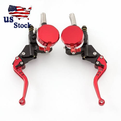 Motorcycle Red Handlebar Master Cylinder Hydraulic Brake Clutch Hand ...