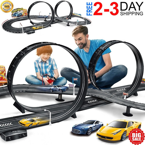 Slot Car Race Track Set Electric Powered Race Track Dual Racing Car ...