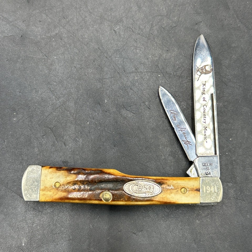 Vtg 1985 Case XX 5215 Lockback Knife Stag Handle Roy Acuff King Country ...