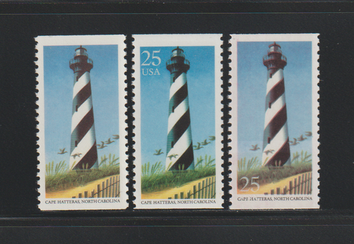 US ERROR Stamps 2471 North Carolina Lighthouse: Color omitted, shift ...