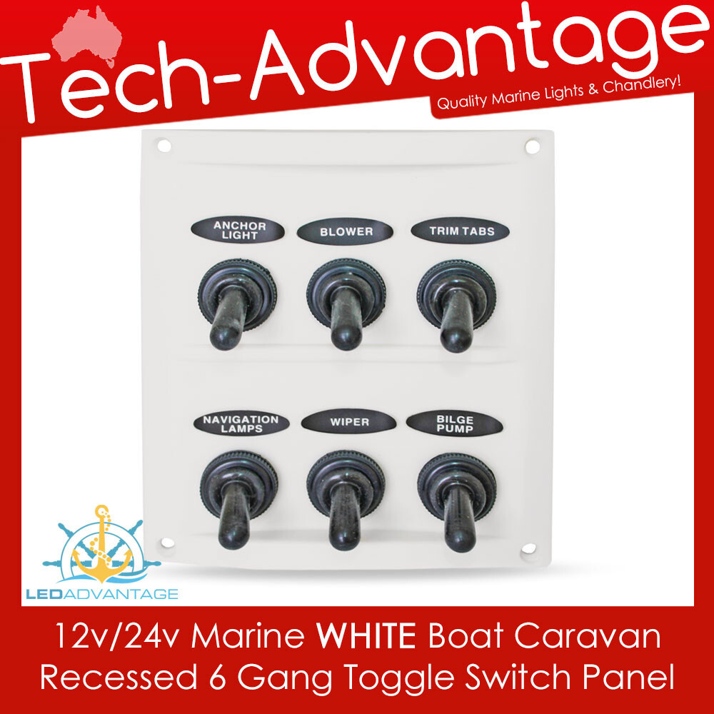 Marine Toggle Switch Panel MARINE BOAT SPLASHPROOF 6 GANG LED TOGGLE