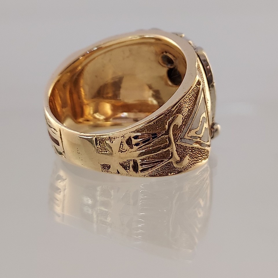 Vintage 10k Diamond Scottish Rites 32nd Degree Double Eagle Ring. W/.35 ...