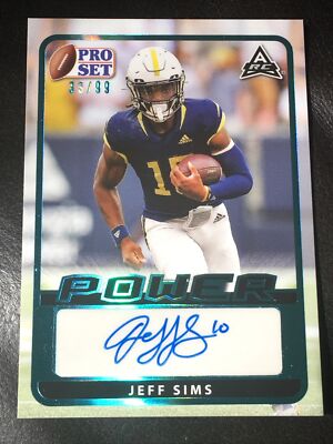JEFF SIMS 2021 Leaf Pro Set Power AUTOGRAPH #39/99 Georgia Tech QB ARC ...