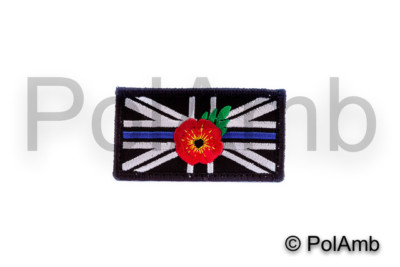 Thin Blue Line Police Union Jack Hook Fastener Backed Remembrance Patch ...