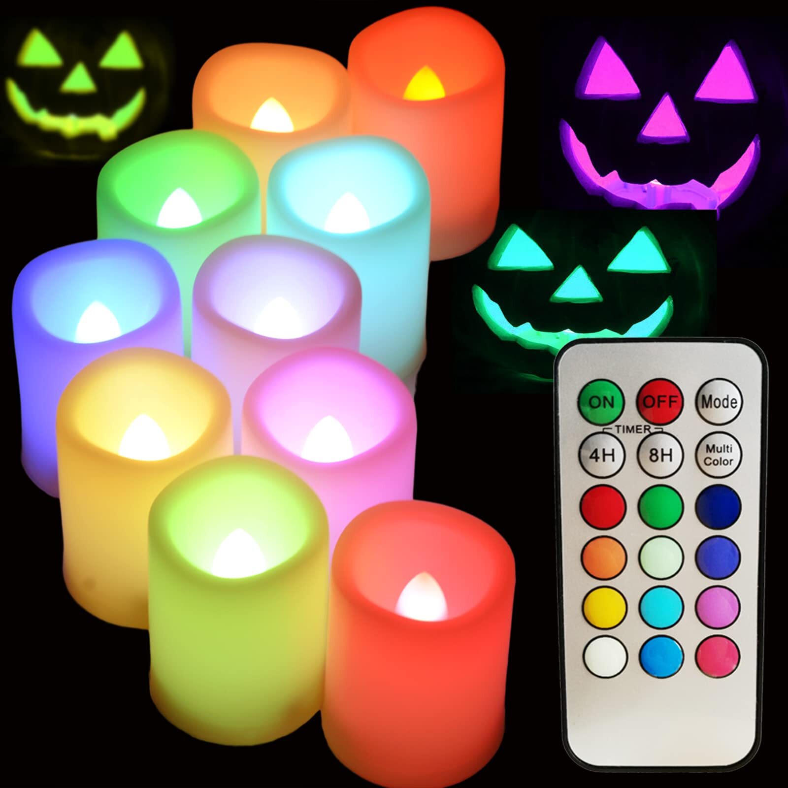 Multi Color Changing LED Flameless Votive Candles With Timer and Remote ...