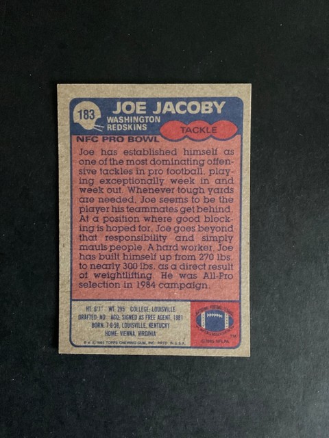 1985 Topps - #183 Joe Jacoby for sale online | eBay