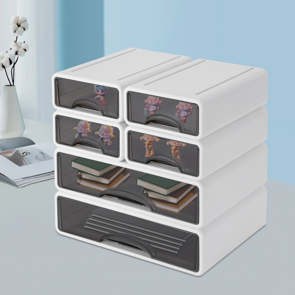 6 Drawer Office Storage Box Plastic Drawers Storage Drawers Stackable ...