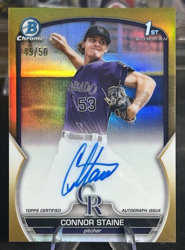 2023 Bowman Chrome Autographs Gold Refractor Connor Staine /50 | eBay