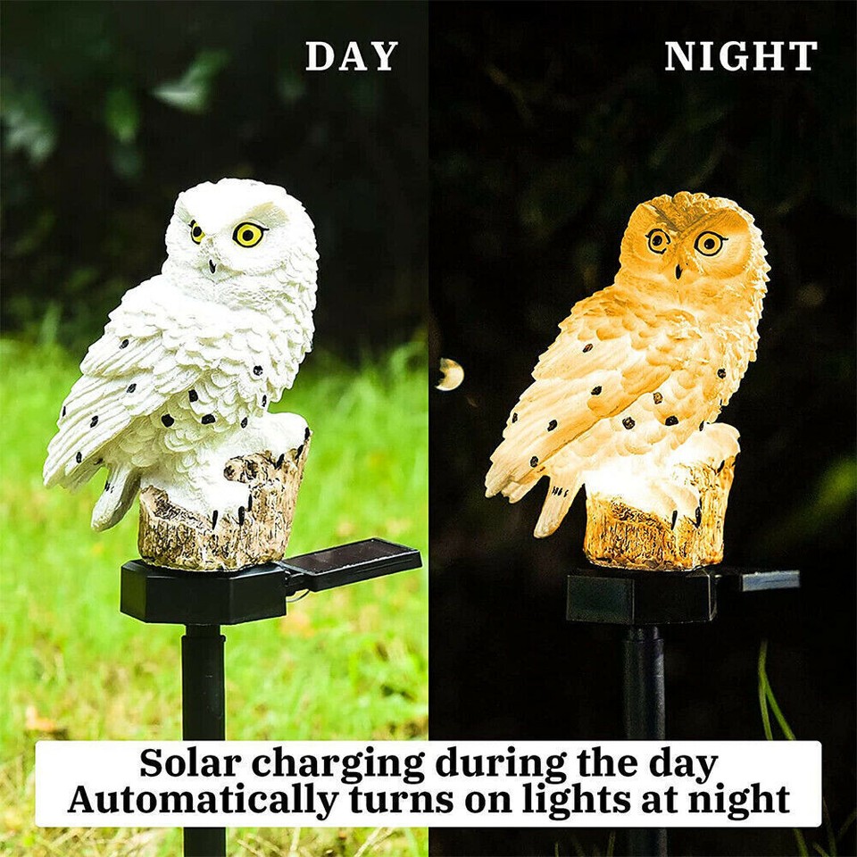 Outdoor Solar Power LED Owl Light Garden Yard Landscape Decor Lamp ...