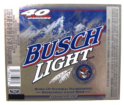 Anheuser Busch Inc BUSCH LIGHT beer label MO 40oz | eBay