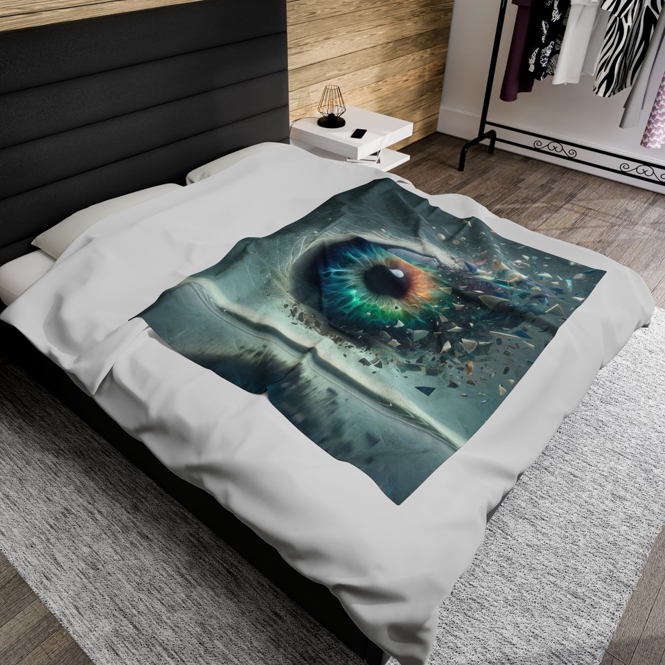 Velveteen Plush Blanket Eye Vortex Minimalist Surrealism Art Brain Wash ...