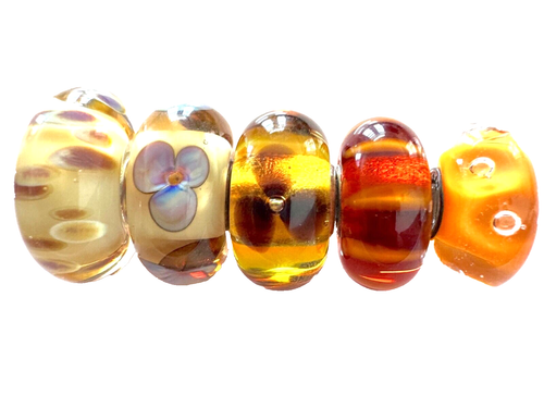 (Set of 5) Trollbeads Sterling Silver Beautiful Yellow/Beige Beads Set ...
