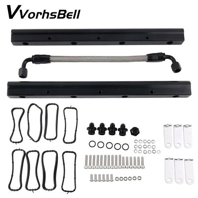 Billet Fuel Rail Kit Fit Aftermarket LS1 LS2 LS3 LS6 Intake Manifold w ...