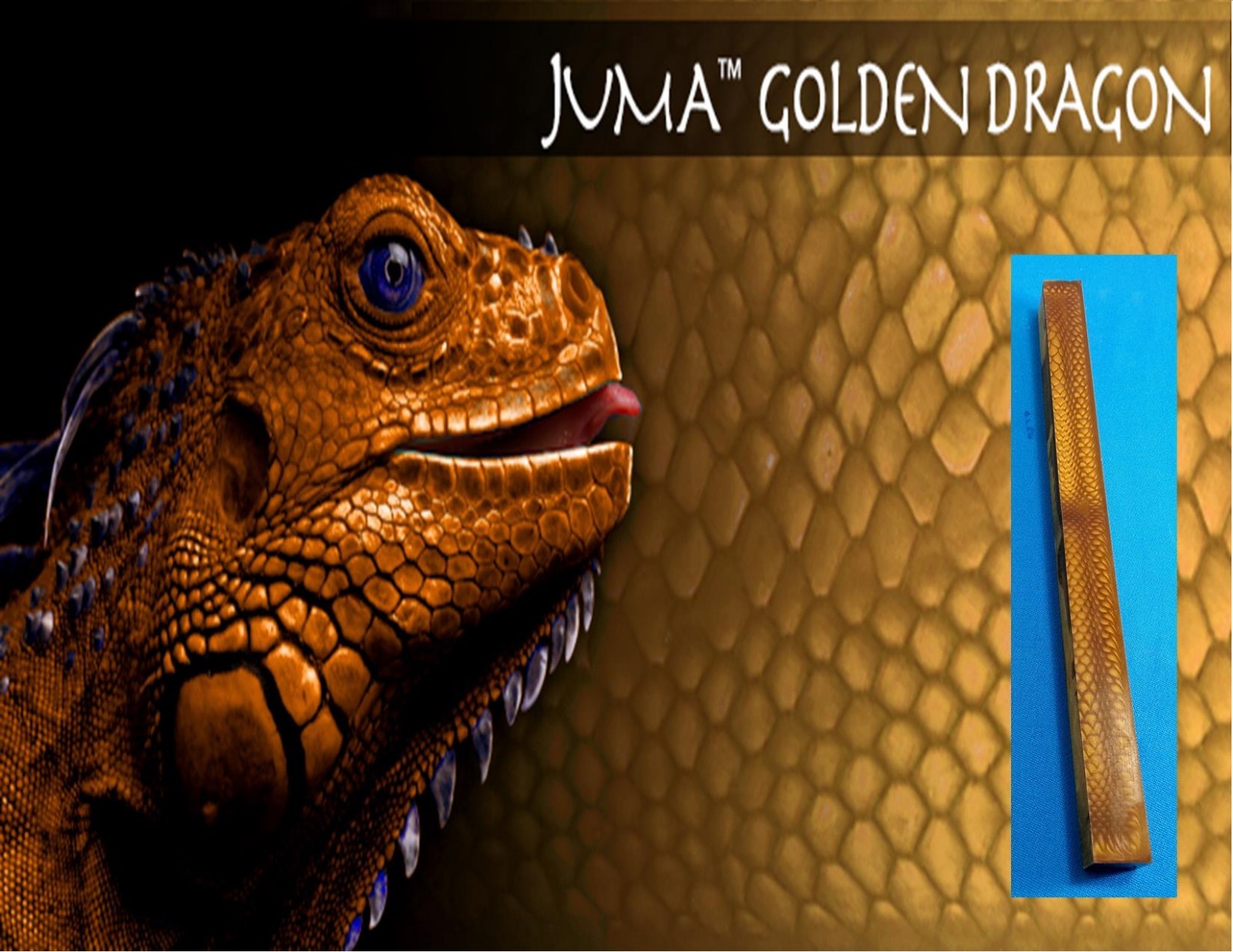 1 JUMA ® GOLDEN DRAGON PEN BLANK .750" x .750" x 12" TURNING SQUARE & E ...