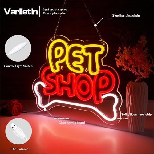 Pet Shop Neon Sign for Wall Decor, Pet Shop Open LED Neon Signs Lights ...