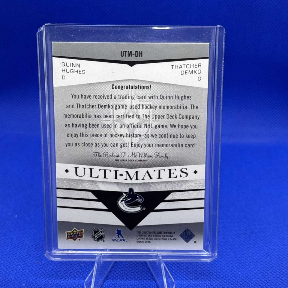 2024-25 Ultimate Collection Ulti-Mates Jersey Quinn Hughes/Thatcher ...