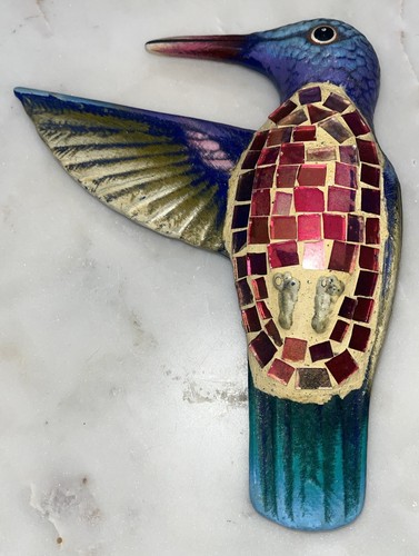 Vintage Glass Mosaic HUMMINGBIRD 8” Wall Hanging Ceramic Figurine ...