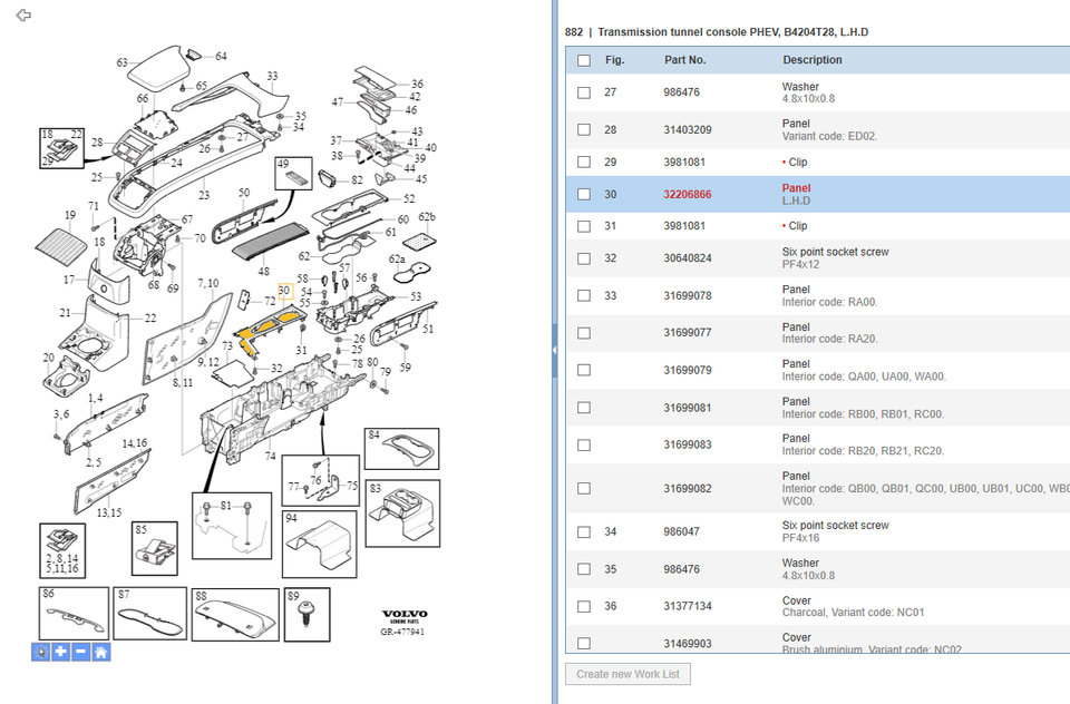 Genuine Volvo XC90 S90 V90 Center Console Trim Panel Black/Chrome PHEV ...