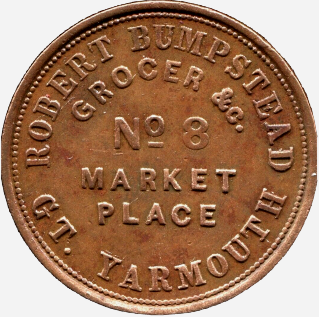 1800's GB Farthing - Robert Bumpstead - Grocer - Duke of Wellington Lot ...