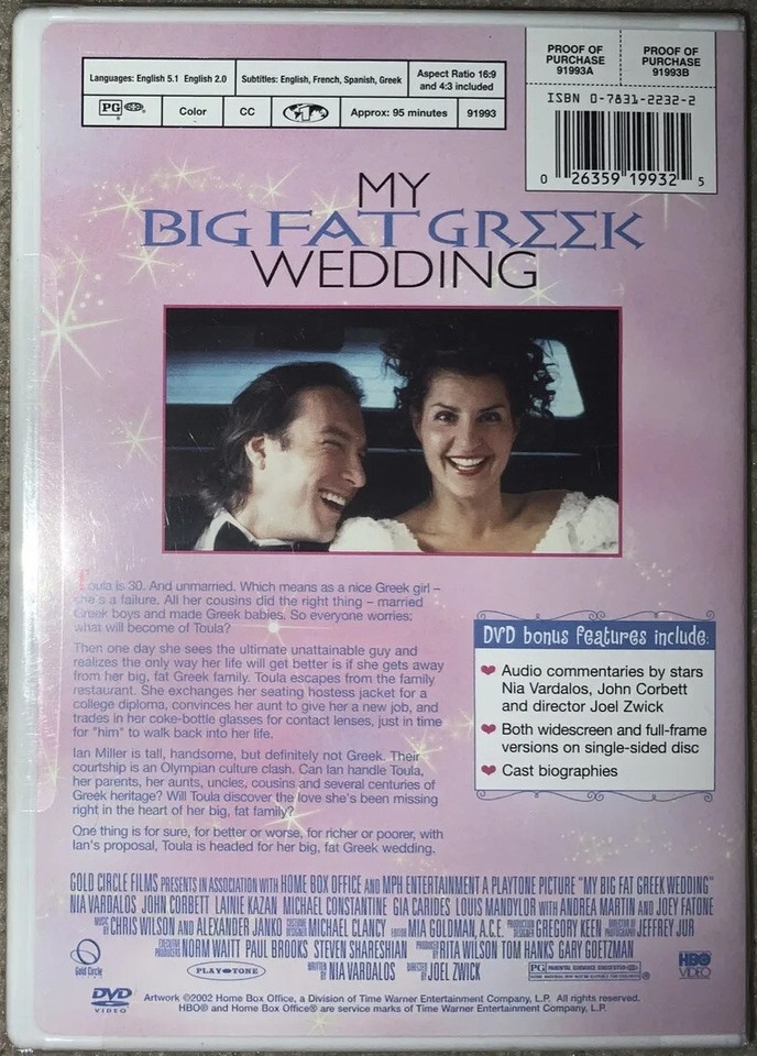 My Big Fat Greek Wedding (Gold Circle Films, 2002, DVD) SEALED ...
