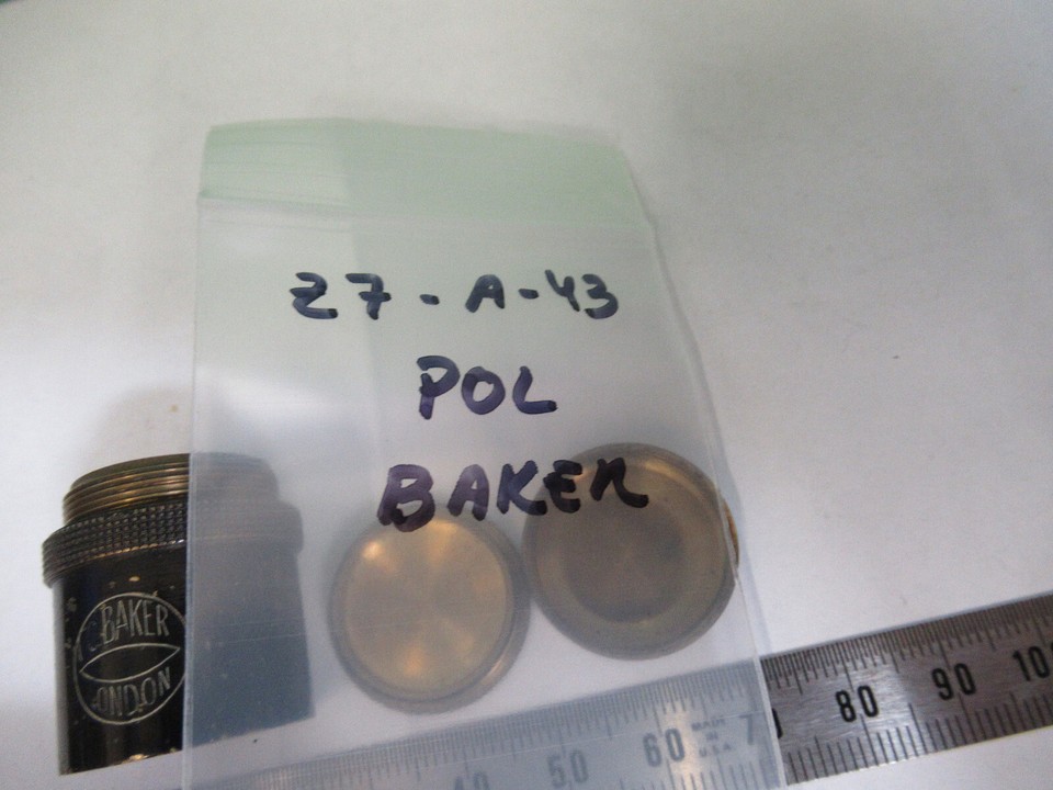 ANTIQUE BRASS C. BAKER LONDON LENS POLARIZER MICROSCOPE PART AS ...