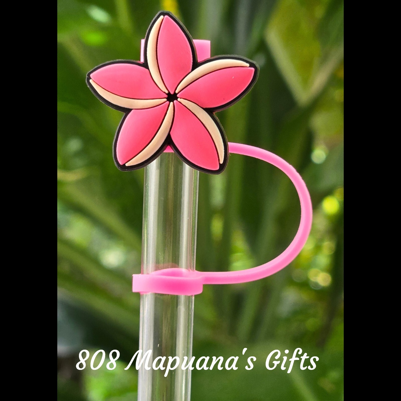 New Hawaii Edition Pink Plumeria Flower Straw Toppers (Stanley & Yeti ...