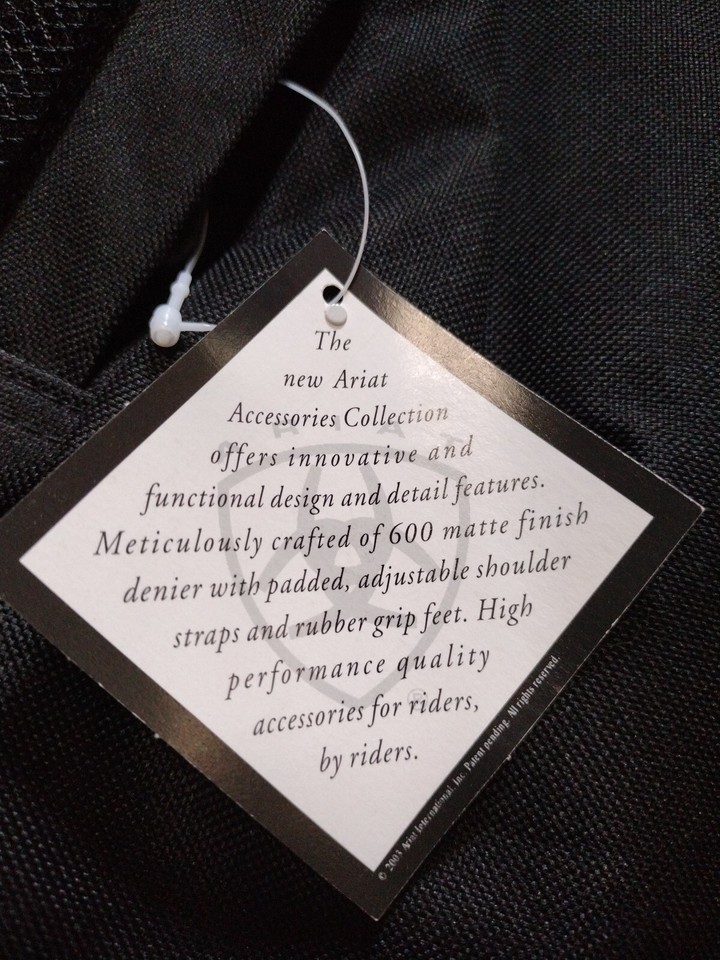 Ariat Backpack Black 17” Adult Riding 2 Pockets Nylon Adjust Straps ...