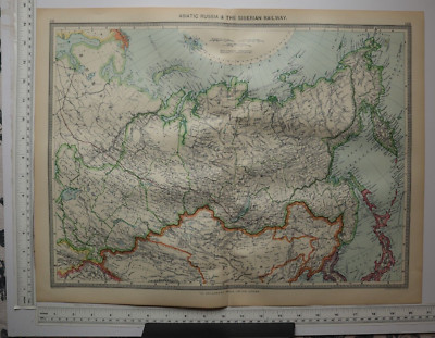 1906 ANTIQUE MAP ASIATIC RUSSIA & SIBERIAN RAILWAY | eBay