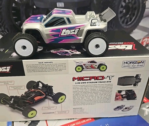 Losi 1/28 Micro-T 2S 2WD RTR Stadium Truck w/Battery & Charger Silver ...