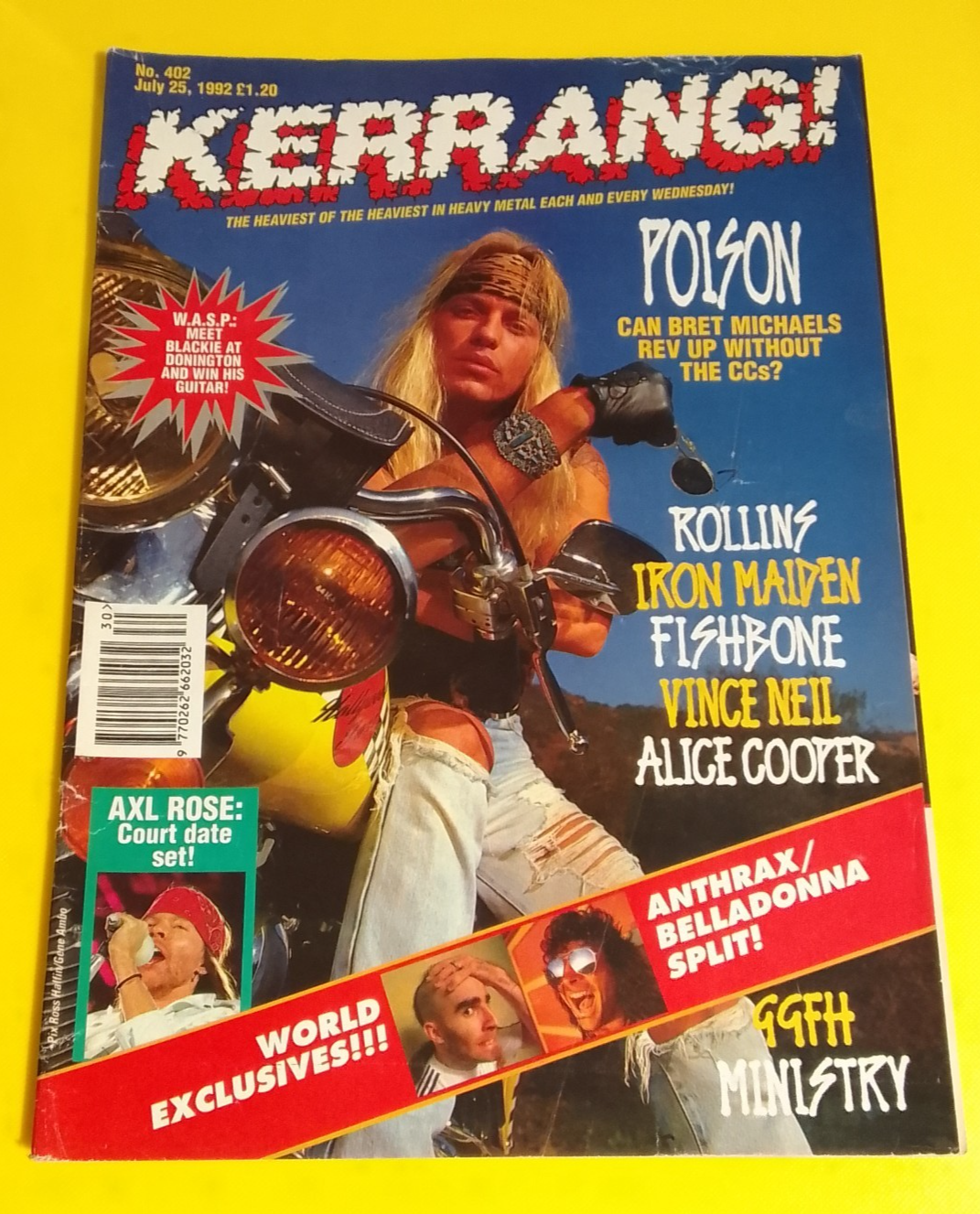 Kerrang! No.402 July 25 1992 - Poison, Iron Maiden, Fishbone, Alice ...