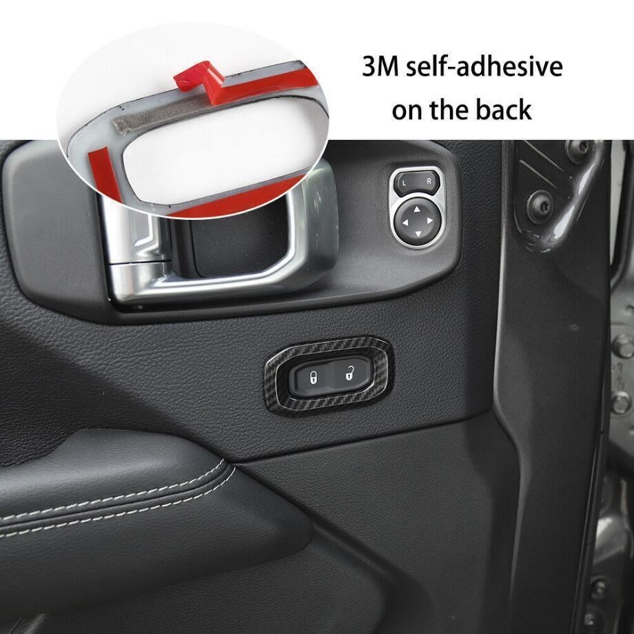 For Jeep Wrangler JL 18-2025 Carbon Fiber ABS Door Lock Switch Button ...