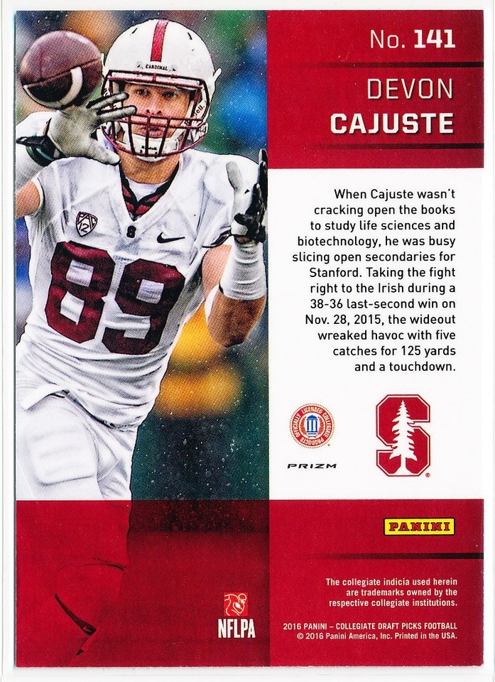 Devon Cajuste - Stanford Cardinal - 2016 Prizm Draft Picks - PRIZM - RC ...