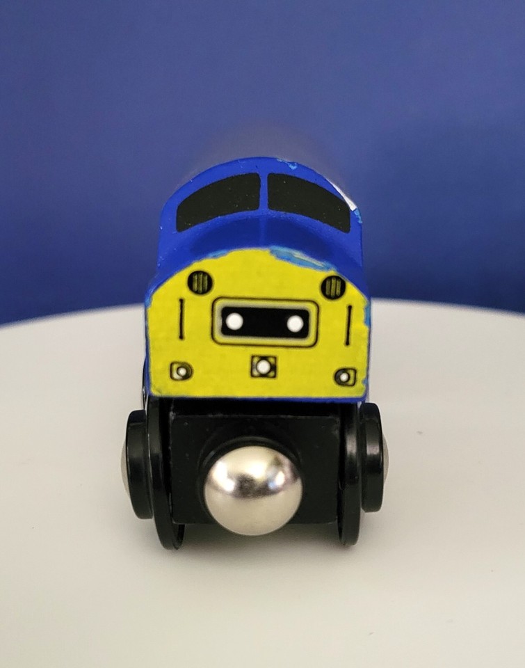 Maxim Enterprise Magnetic Wooden Railway Blue Train Locomotive | eBay