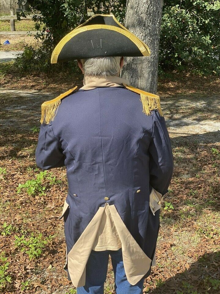 New Revolutionary War George Washington Military Blue Tunic Wool Coat ...