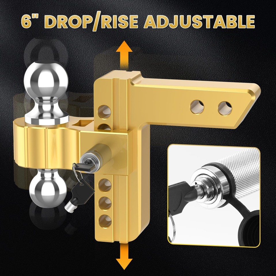 Trailer Hitch 2 Inch Receiver 6 Inch Adjustable Drop Hitch 12,500 LBS ...