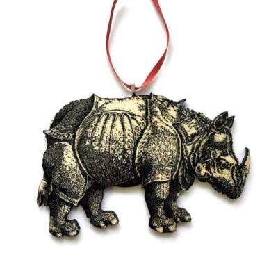 Christmas Ornament Rhinoceros Rhino Flat Birch Wood Laser Etched Image ...