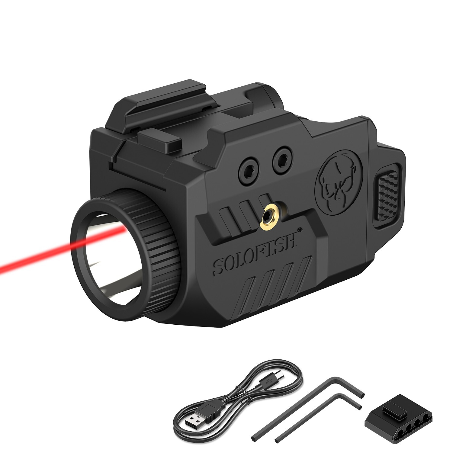 Solofish 600 Lumens Flashlight & Red Laser Sight for Pistol Hand Gun ...