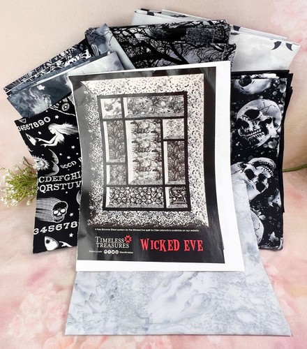 Timeless Treasures WICKED EVE Quilt Pattern KIT-HALLOWEEN-Skulls/Bats ...