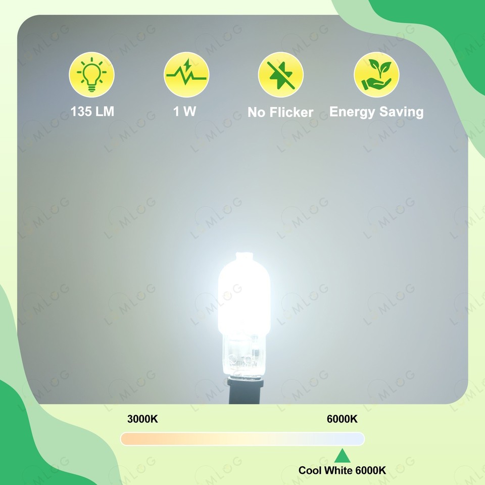 6X G4 1W LED Bulbs Capsule Replace Halogen Bulb ADC 12V SMD Light Corn ...