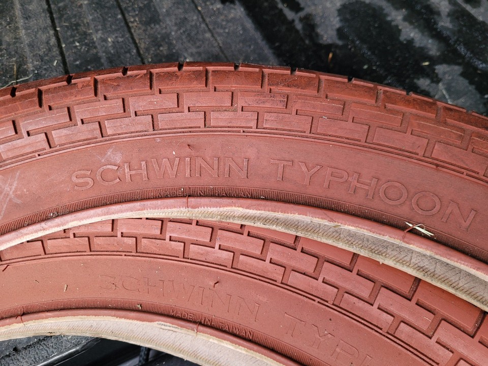 NOS PAIR OF REPRODUCTION SCHWINN TYPHOON CORD TIRES 24X3.0 BRICK TREAD ...