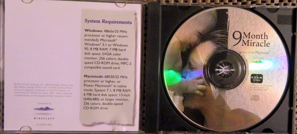 ADAM Software Vers. 1.0 MAC OS - 9 Month Miracle - CD-ROM, 1996 | eBay