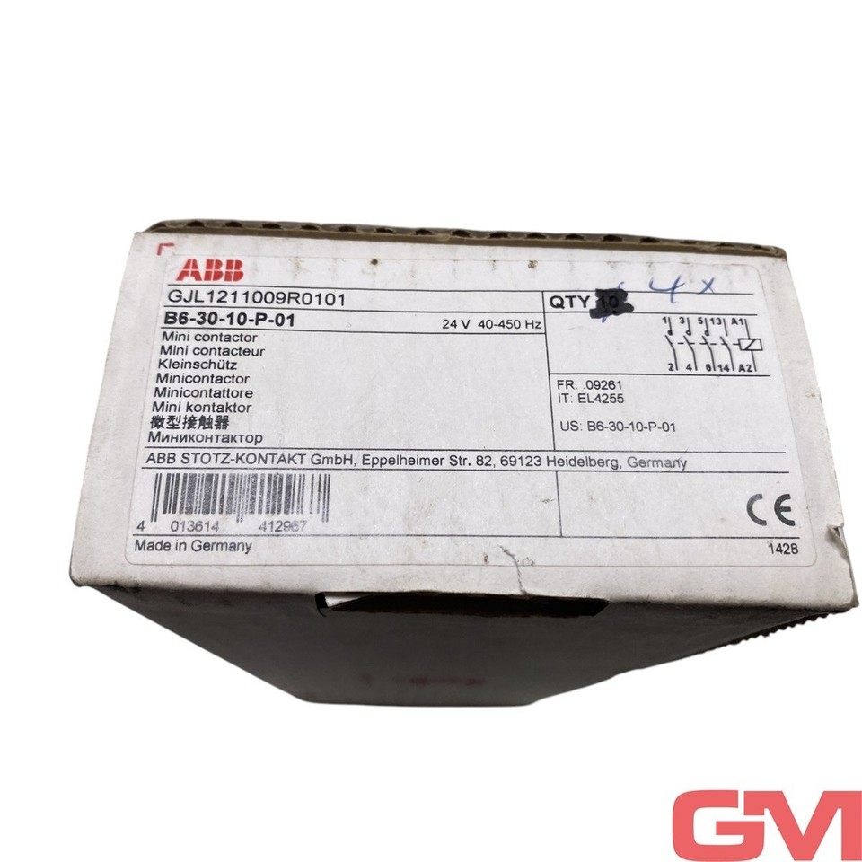VE 4x ABB Kleinschütz B6-30-10-P-01 mini contactor 24V 40-450Hz ...